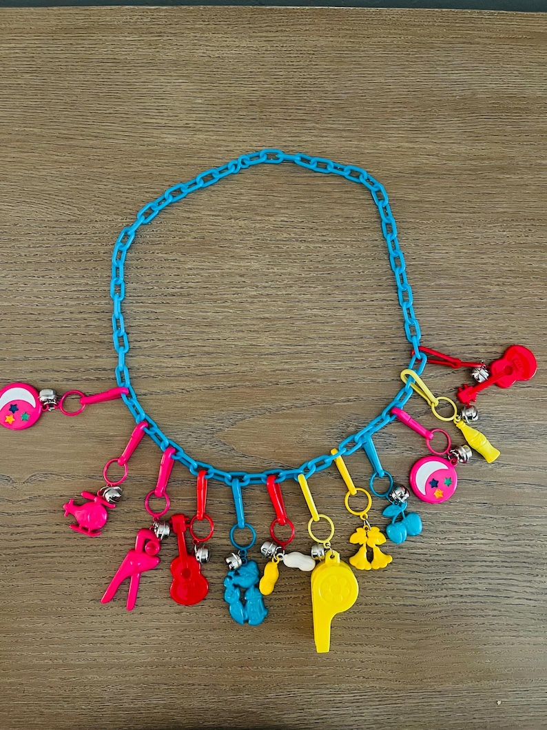 Vintage 1980s Plastic Bell Charm Necklace and Charms - Etsy