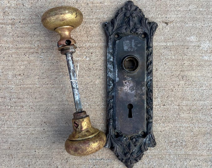 19th Century Doorknob and Door Plate Stamped Chatham 7935 - Etsy
