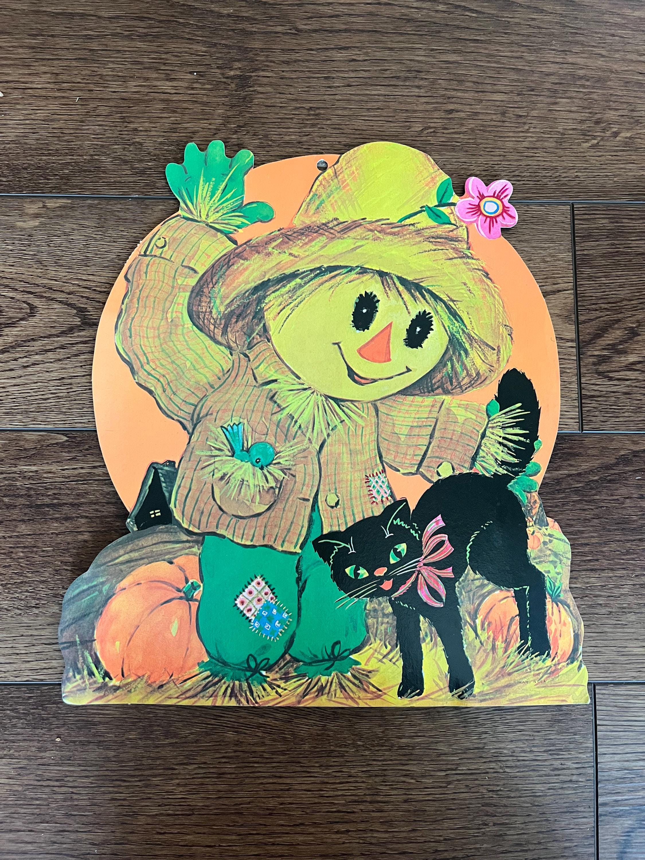 Vintage Scarecrow and Cat Cardboard Die Cut Fall Decoration - Etsy