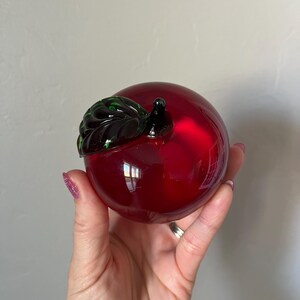 Red Glass Apple Paperweight - Etsy