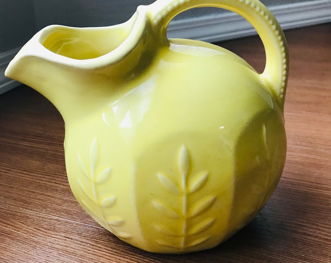 Yellow Springtime Pitcher With Leaf Detail Stamped USA - Etsy