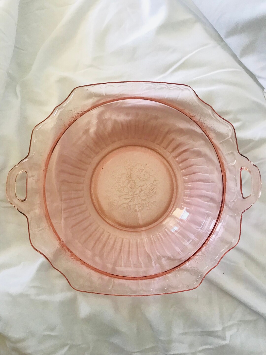 Pink Depression Glass Mayfair Pattern Large Bowl - Etsy