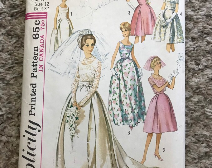Simplicity Wedding Dress Pattern 1963 - Etsy