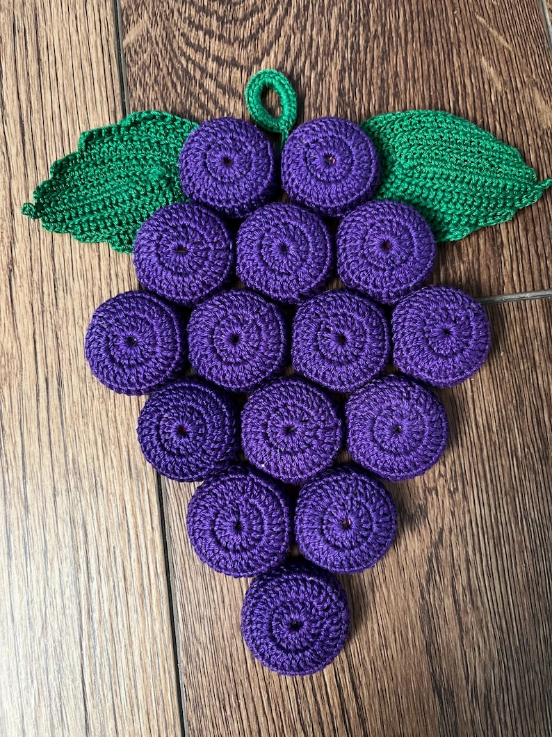 Crocheted Grape Cluster Bottle Cap Trivet Set of 2 - Etsy