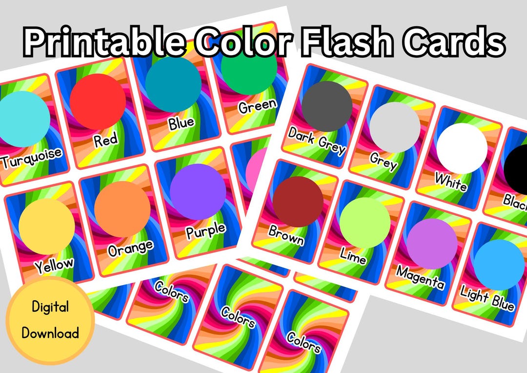 16 tarjetas de colores imprimibles - Etsy España