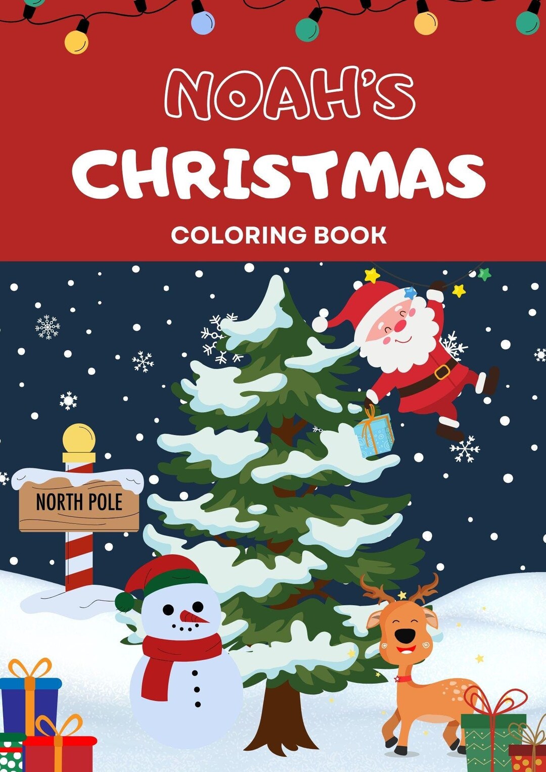 Editable Christmas Kids Colouring Book Digital Download, Customise ...
