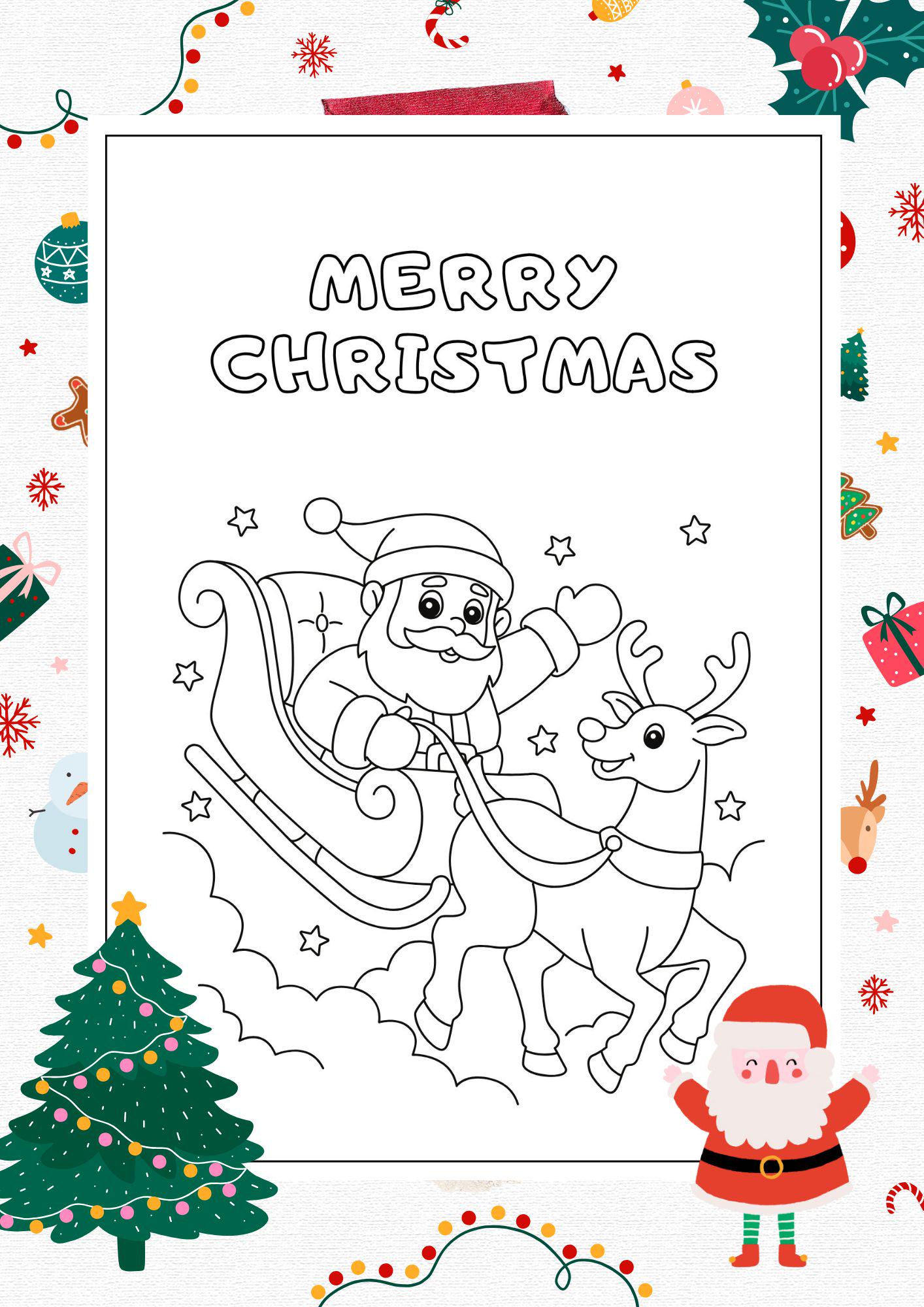 Editable Christmas Kids Colouring Book Digital Download, Customise ...