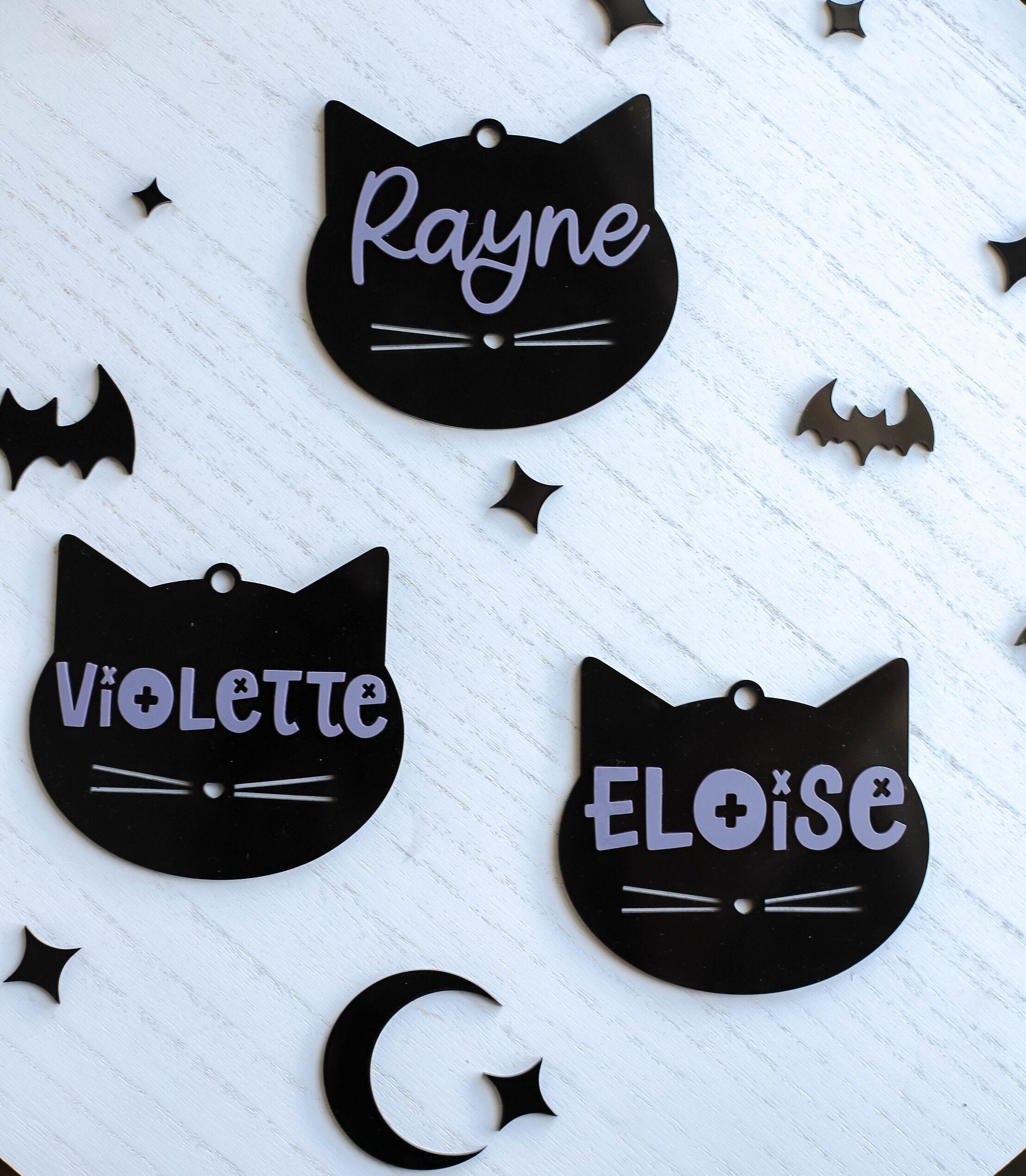 Halloween Black Cat Bag Tag | Custom Black Cat Halloween Name Tag for ...