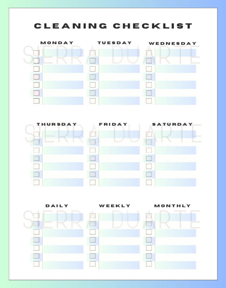 Cleaning Checklist Digital Download - Etsy