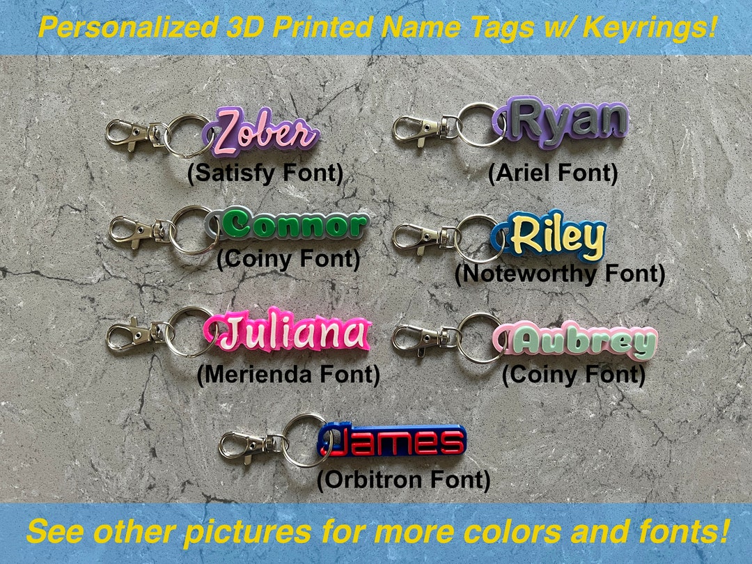 Personalized 3D Name Keychain With Keyring Tag for Backpack, Purse ...