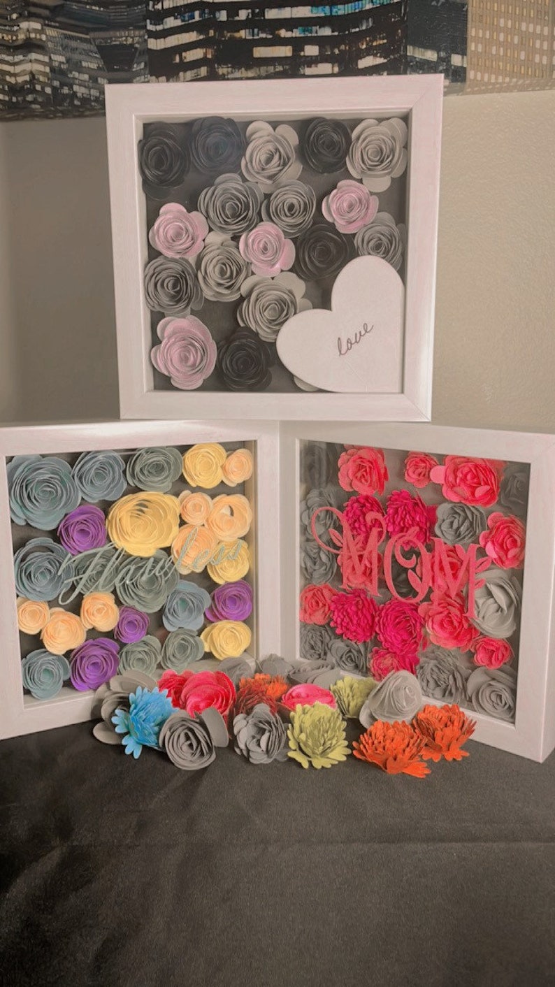 3D Rolled Paper Flowers Shadow Box - Etsy