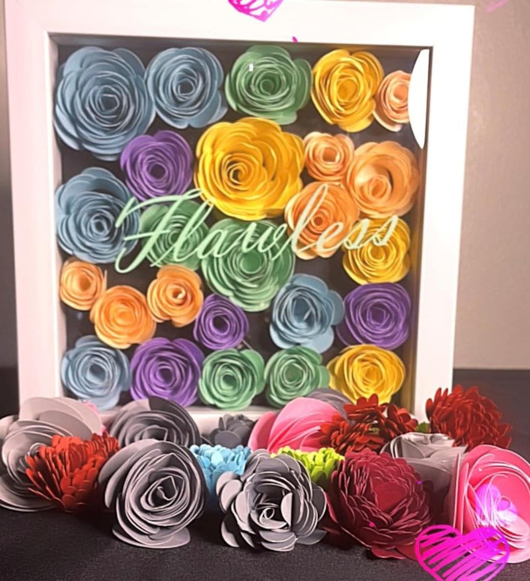 3D Rolled Paper Flowers Shadow Box - Etsy