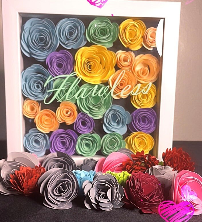 3D Rolled Paper Flowers Shadow Box - Etsy