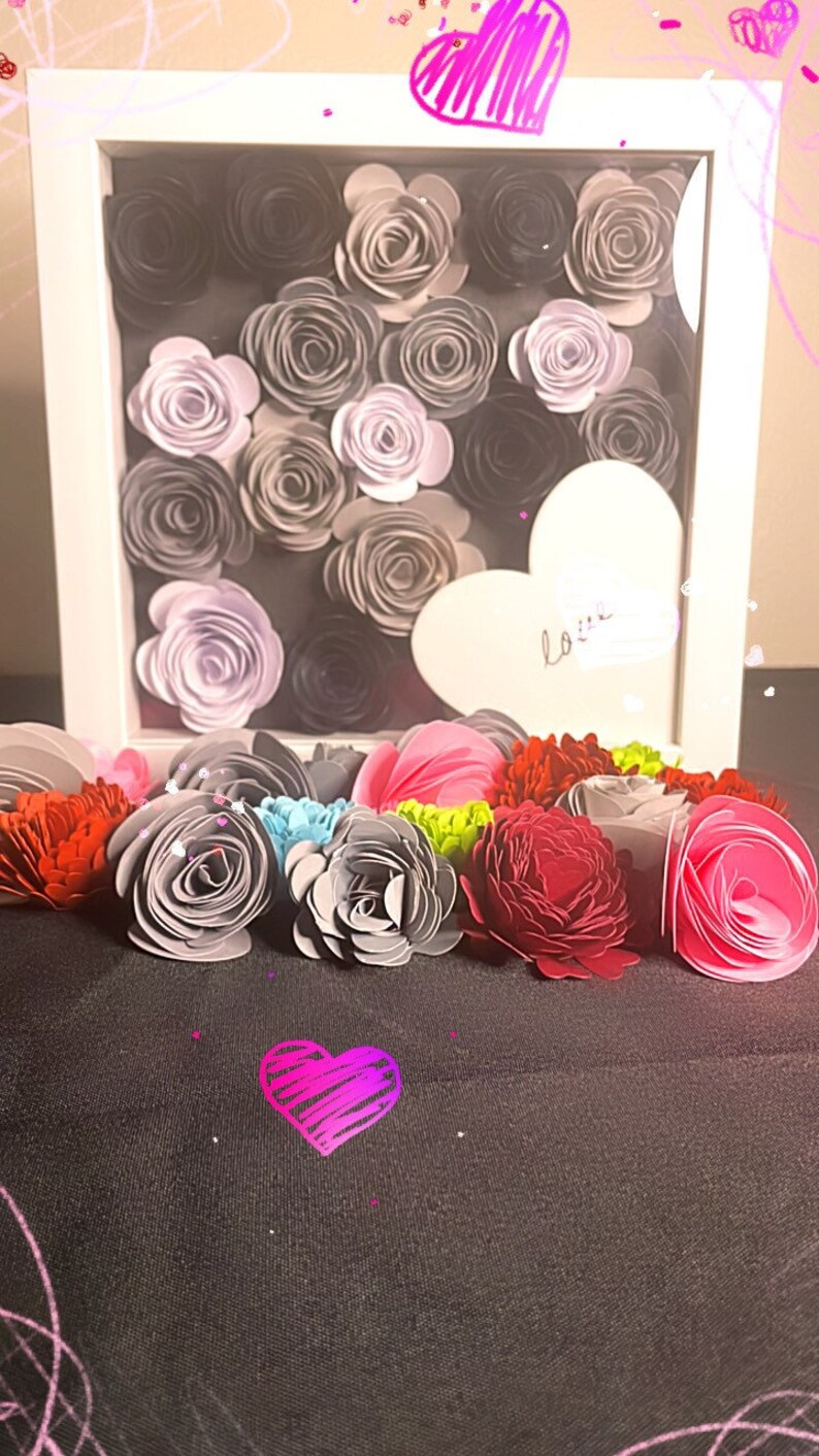 3D Rolled Paper Flowers Shadow Box - Etsy
