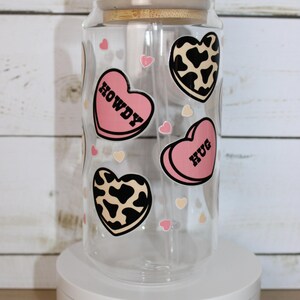 16oz Clear Howdy Hearts Glass Cup. Gifts for Her. Glass Coffee Cup ...