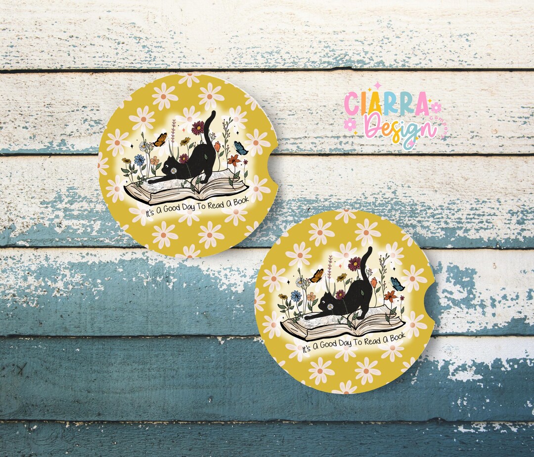 It’s a Good Day to Read a Book Car Coaster Set. Bookish Themed. Book ...