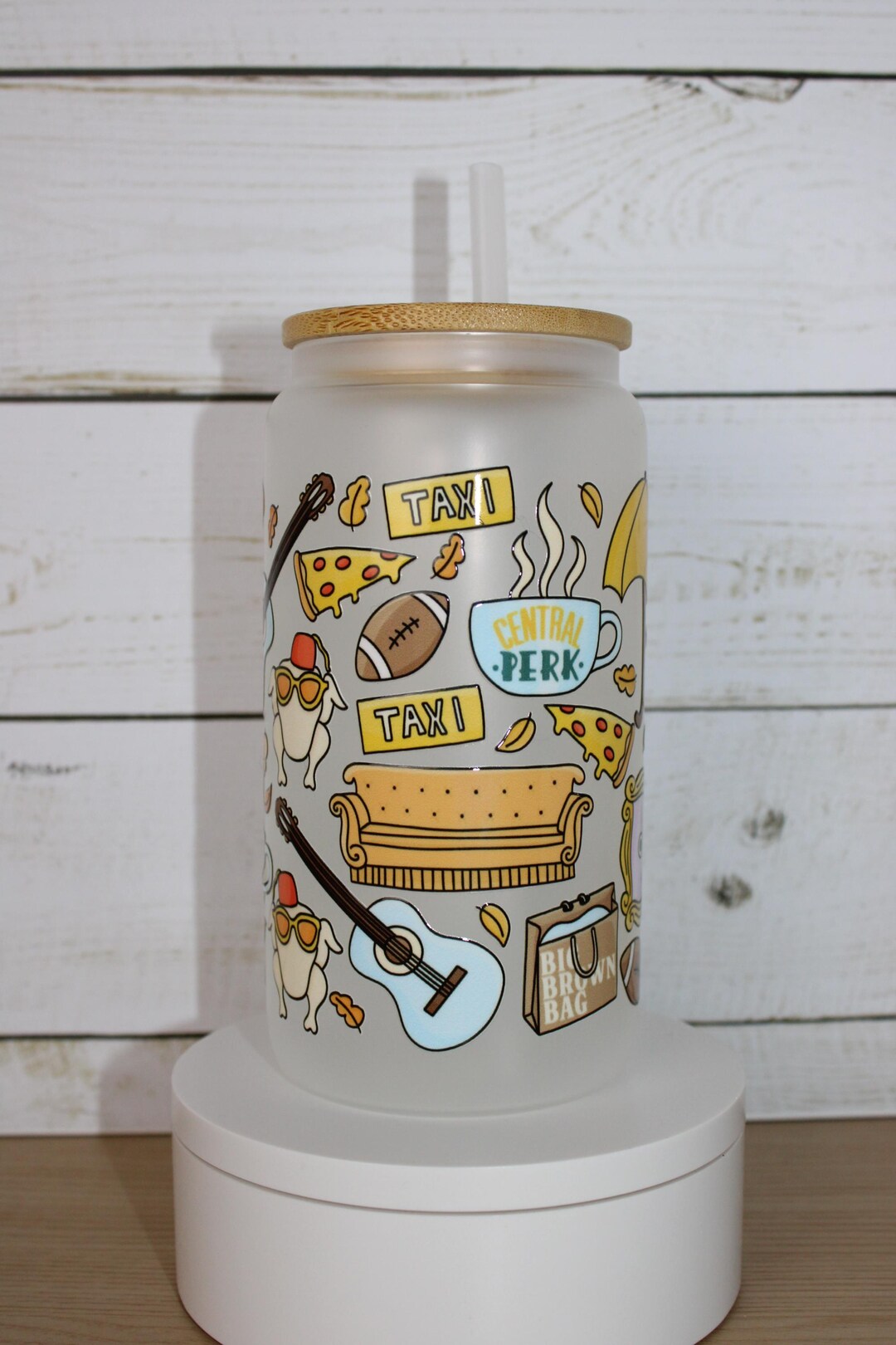 16oz Frosted Friends Elements Glass Cup. Gifts for Her. Glass Coffee ...
