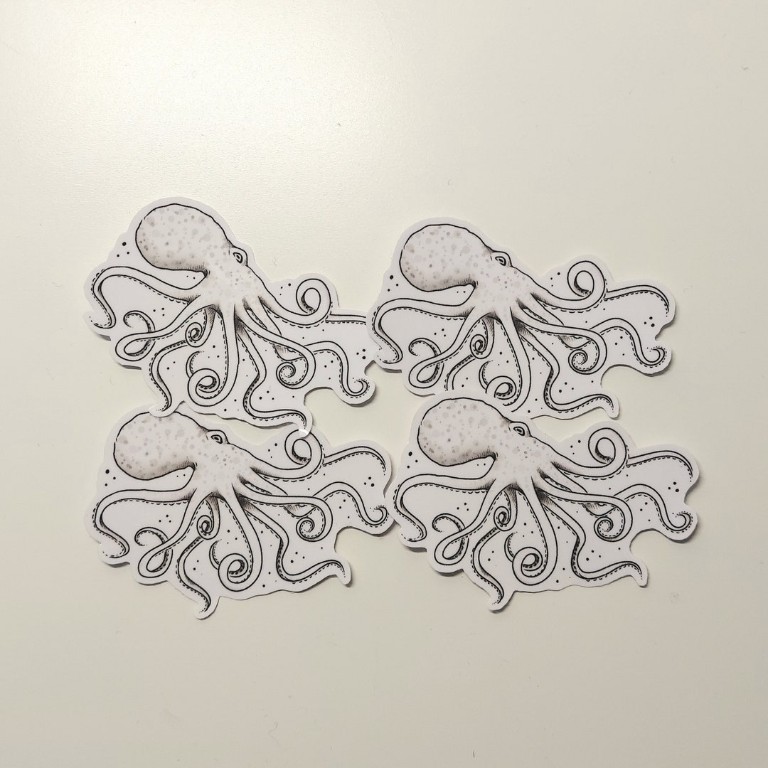 Illustrative Octopus Stickers (set of 4) - Etsy