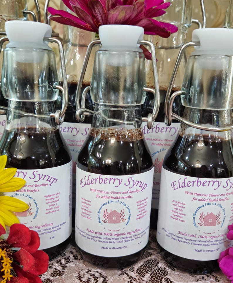 Organic Elderberry Syrup With Rosehips and Hibiscus Flowers - Etsy