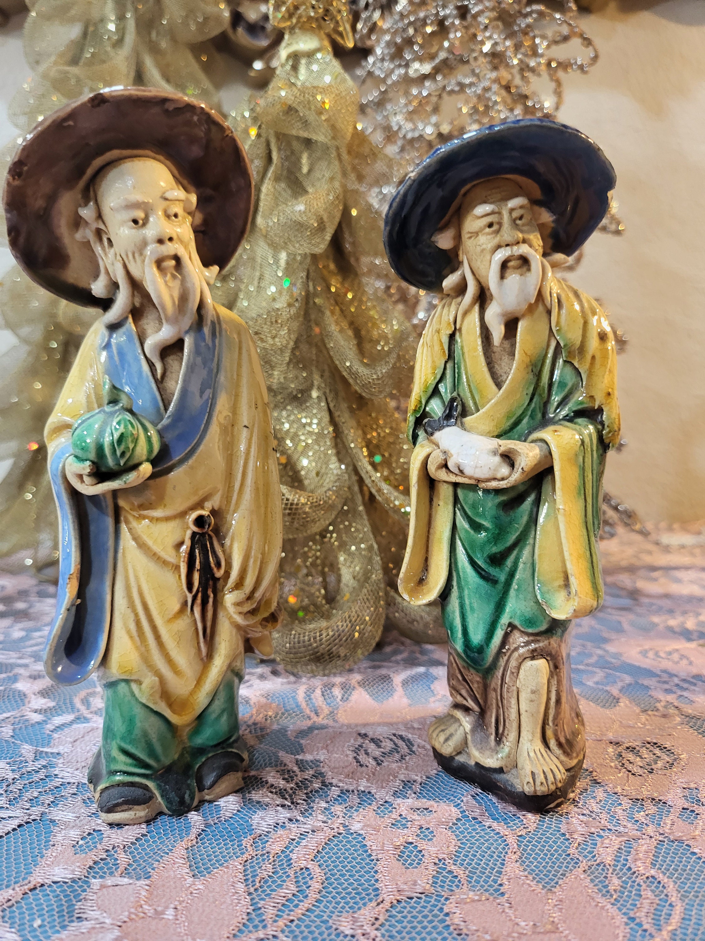 Antique Chinese Mud Men Figurines - Etsy