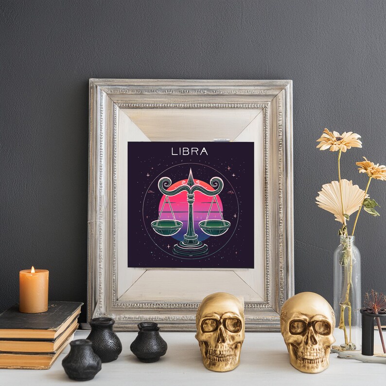 Libra Zodiac Constellation Art Print Personalized Zodiac Wall Art ...
