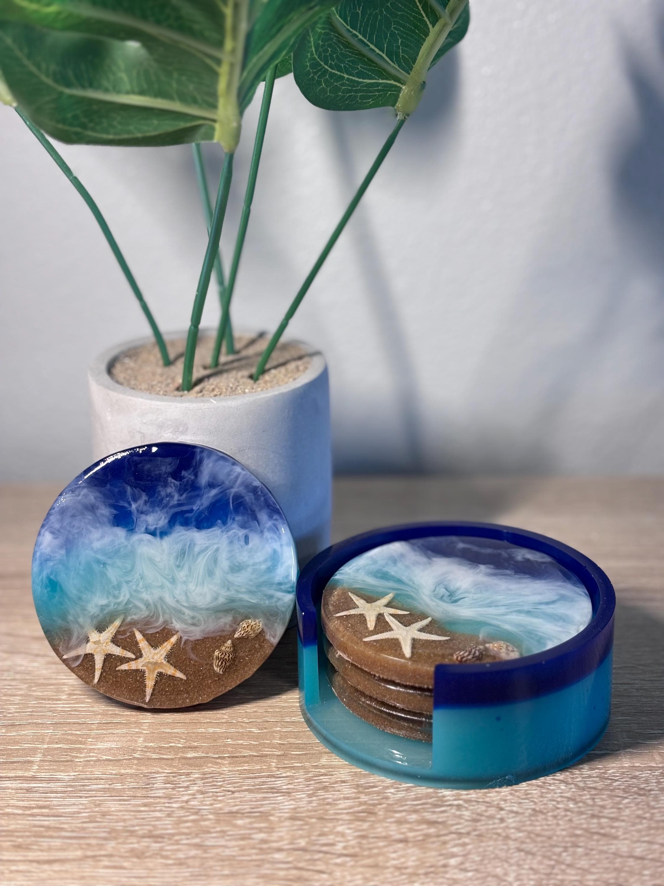 Starfish Resin Coasters (set of 4) - Handmade Beach Decor - Etsy