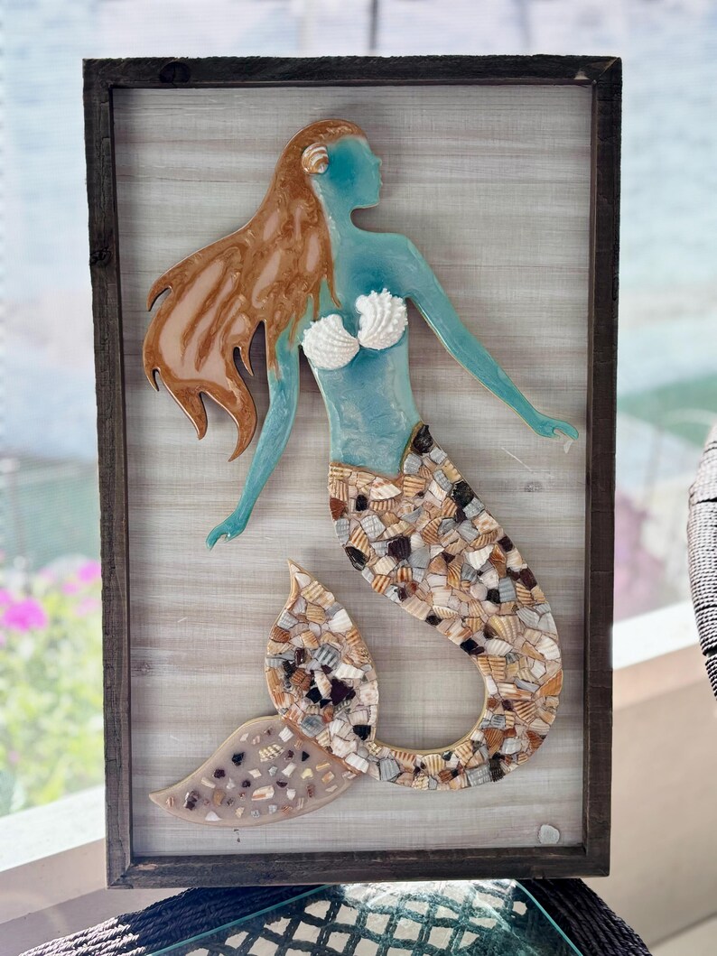 Custom Mermaid Seashell Art: Personalized Ocean Decor - Etsy