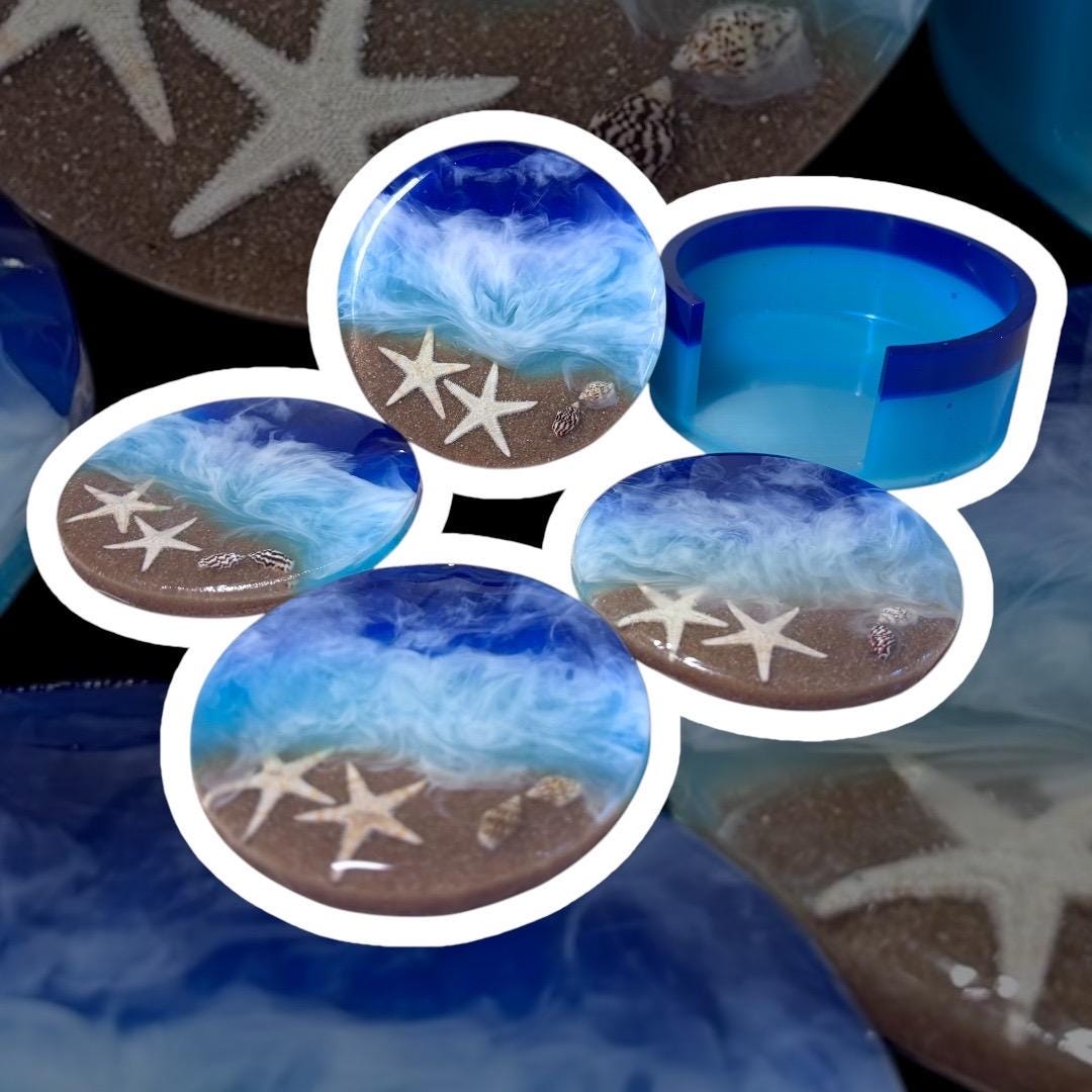 Starfish Resin Coasters (set of 4) - Handmade Beach Decor - Etsy