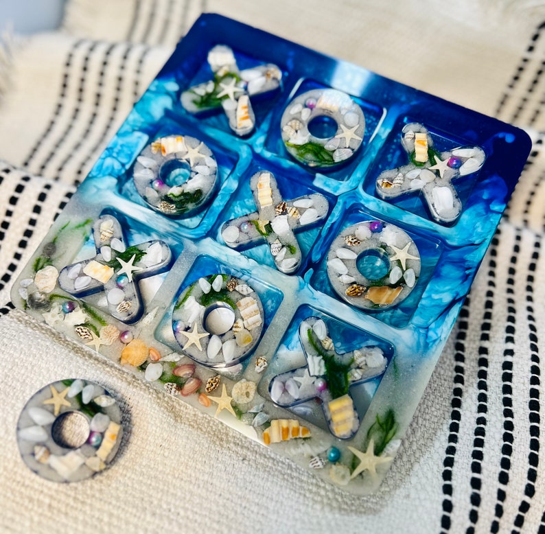 Ocean Resin Tic-tac-toe Set: Seashell Nautical Decor - Etsy