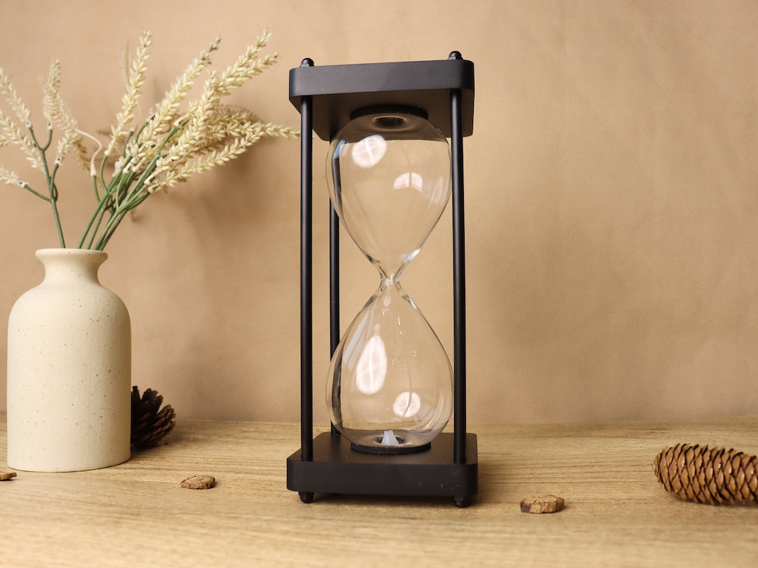 Custom Engraving Black Wood Refillable Hourglass | Personalized Empty ...
