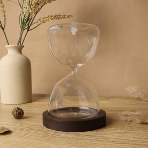 Custom Engraving Refillable Round Hourglass Bottle With Wood Base ...