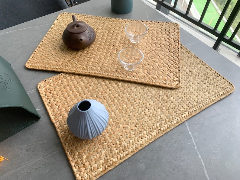 Rattan Rectangle Place Mat | Wicker Dinner Mat | Rattan Table Mat ...