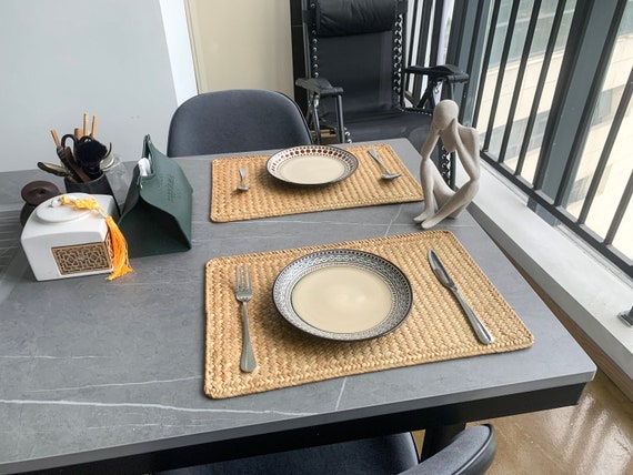 Rattan Rectangle Place Mat Wicker Dinner Mat Rattan Table - Etsy