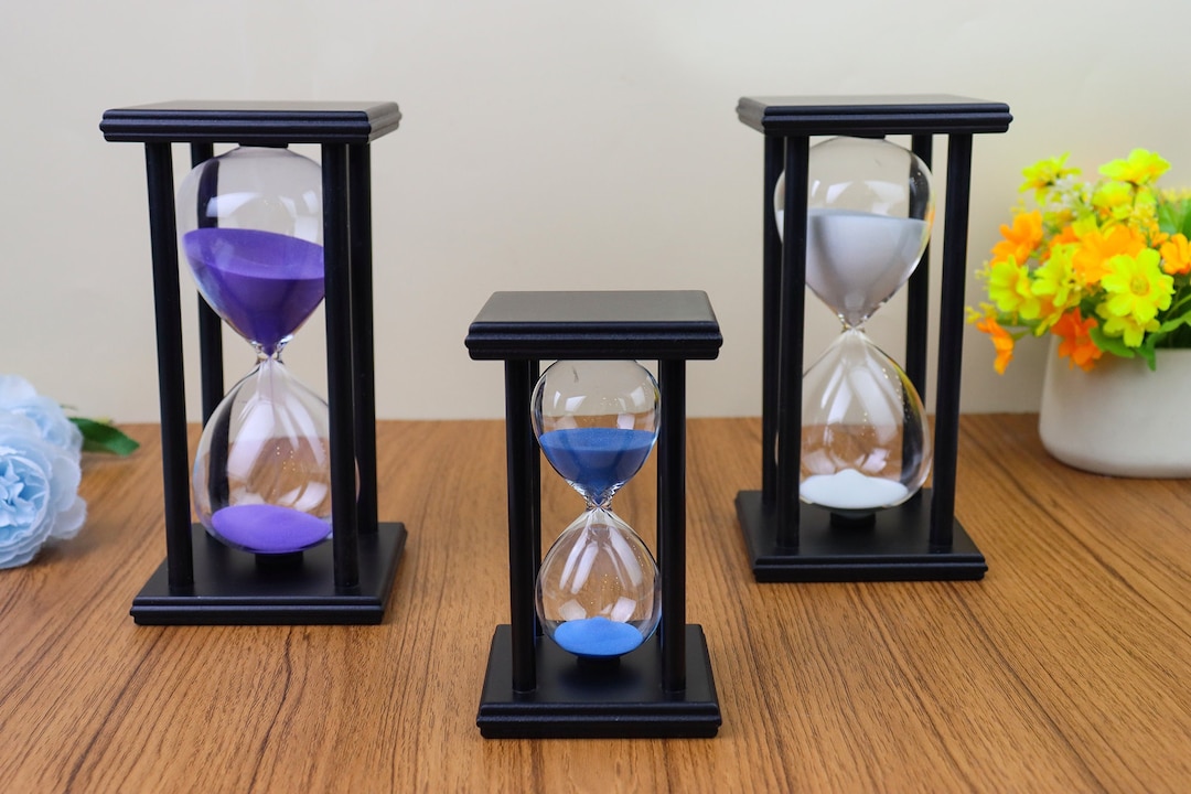 Custom Engraving 15/30/45/60 Wooden Square Base Hourglass/colored Sand ...
