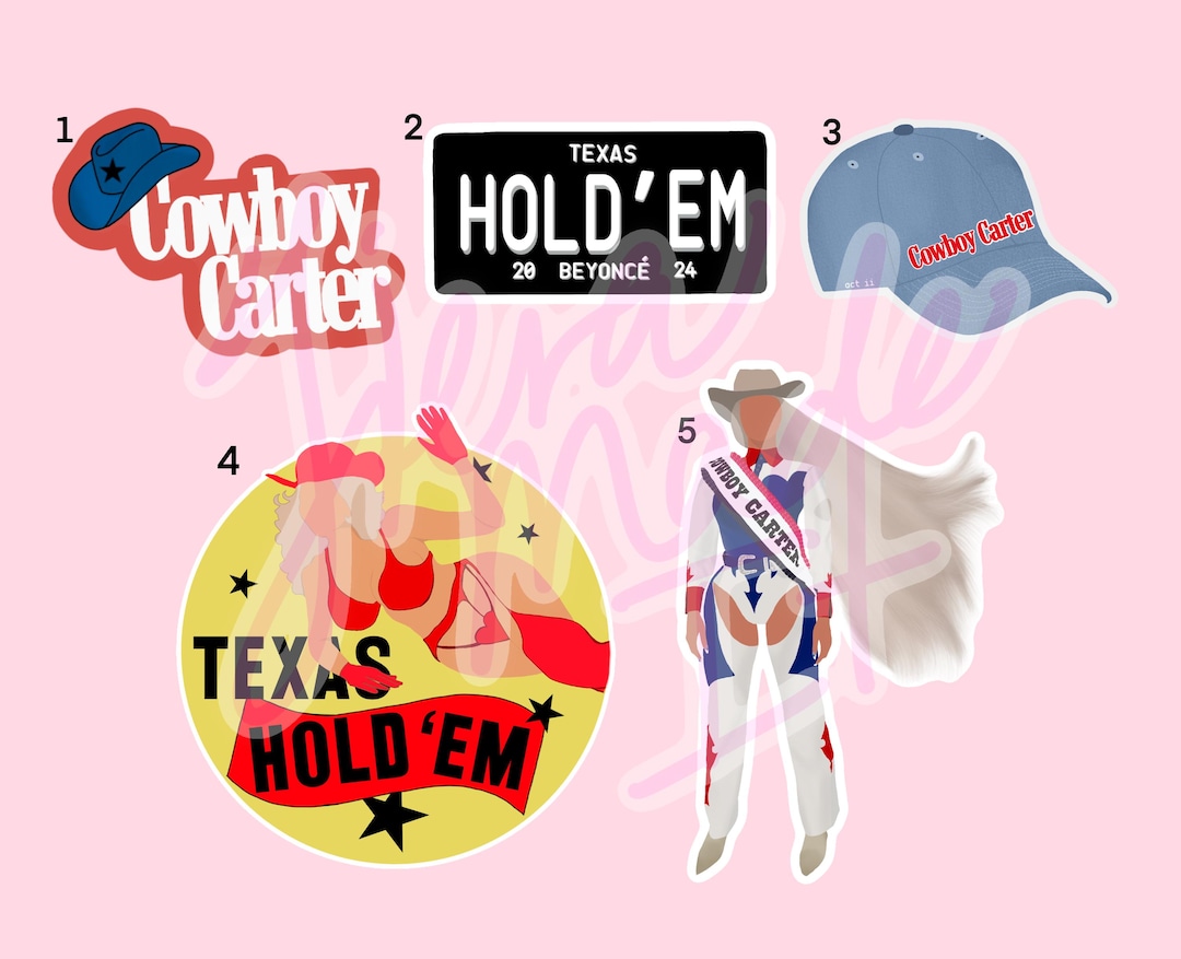 Cowboy Carter Sticker Pack | | TEXAS HOLD 'EM Stickers |beyonce Sticker ...