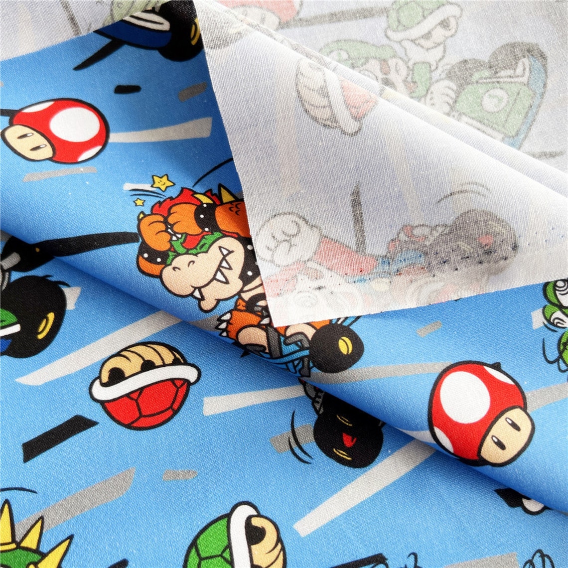 Super Mario Fabric Mario and Friends Fabric Luigi Bowser - Etsy