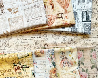 Vintage Junk Jounal Newspaper Cotton Fabric by Half Yard Digital ...
