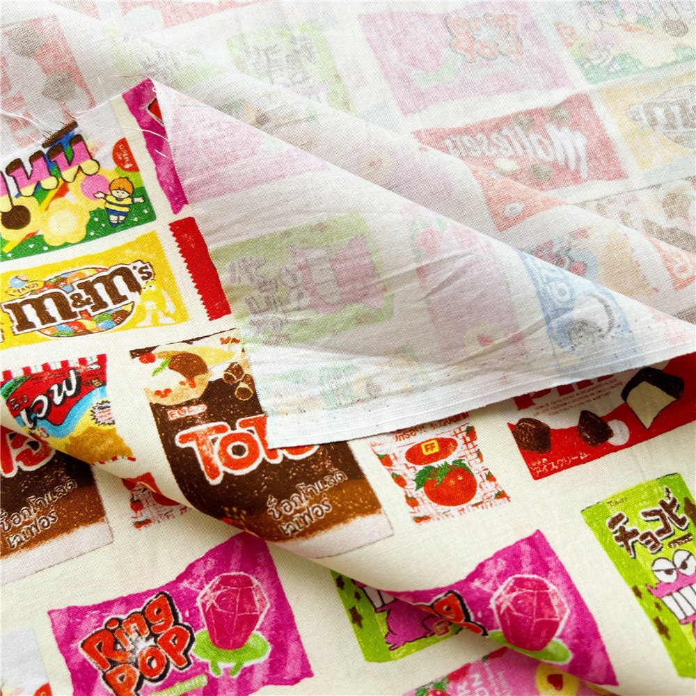 Cartoon Food Snacks Fabric,cotton Fabric,43inch X 1/2yard - Etsy