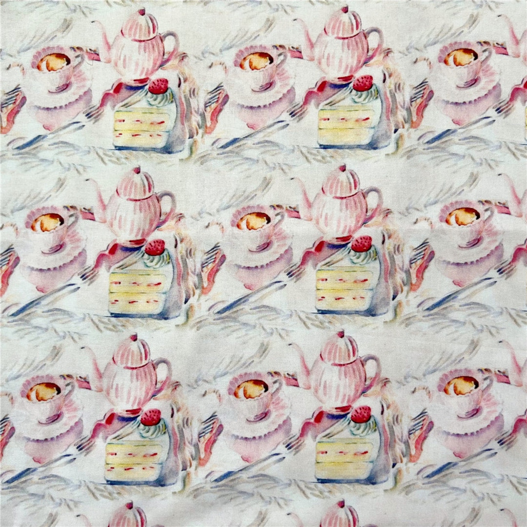Vintage Tea Cup Cotton Fabric,43inch X Half Yard - Etsy