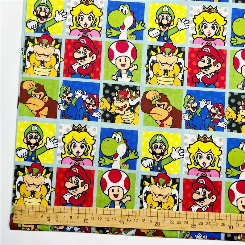 Super Mario Fabric Mario and Friends Fabric Luigi Bowser Princess Peach ...