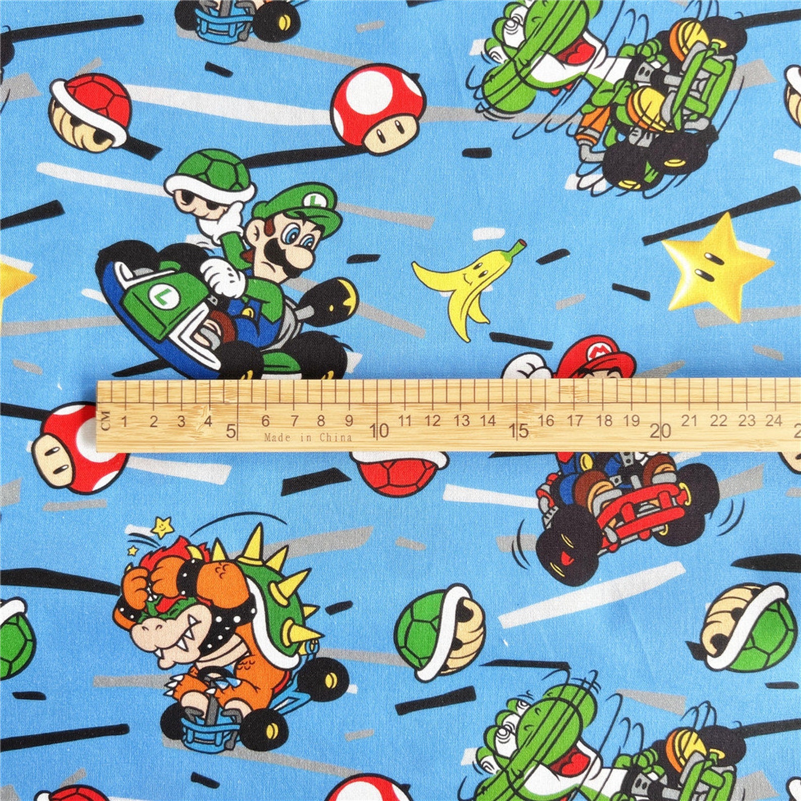 Super Mario Fabric Mario and Friends Fabric Luigi Bowser Princess Peach ...