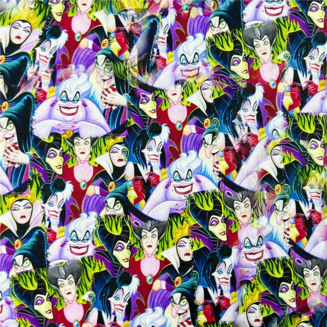 Disney Fabric Disney Villains Fabric Cartoon Anime Cotton Fabric by the ...