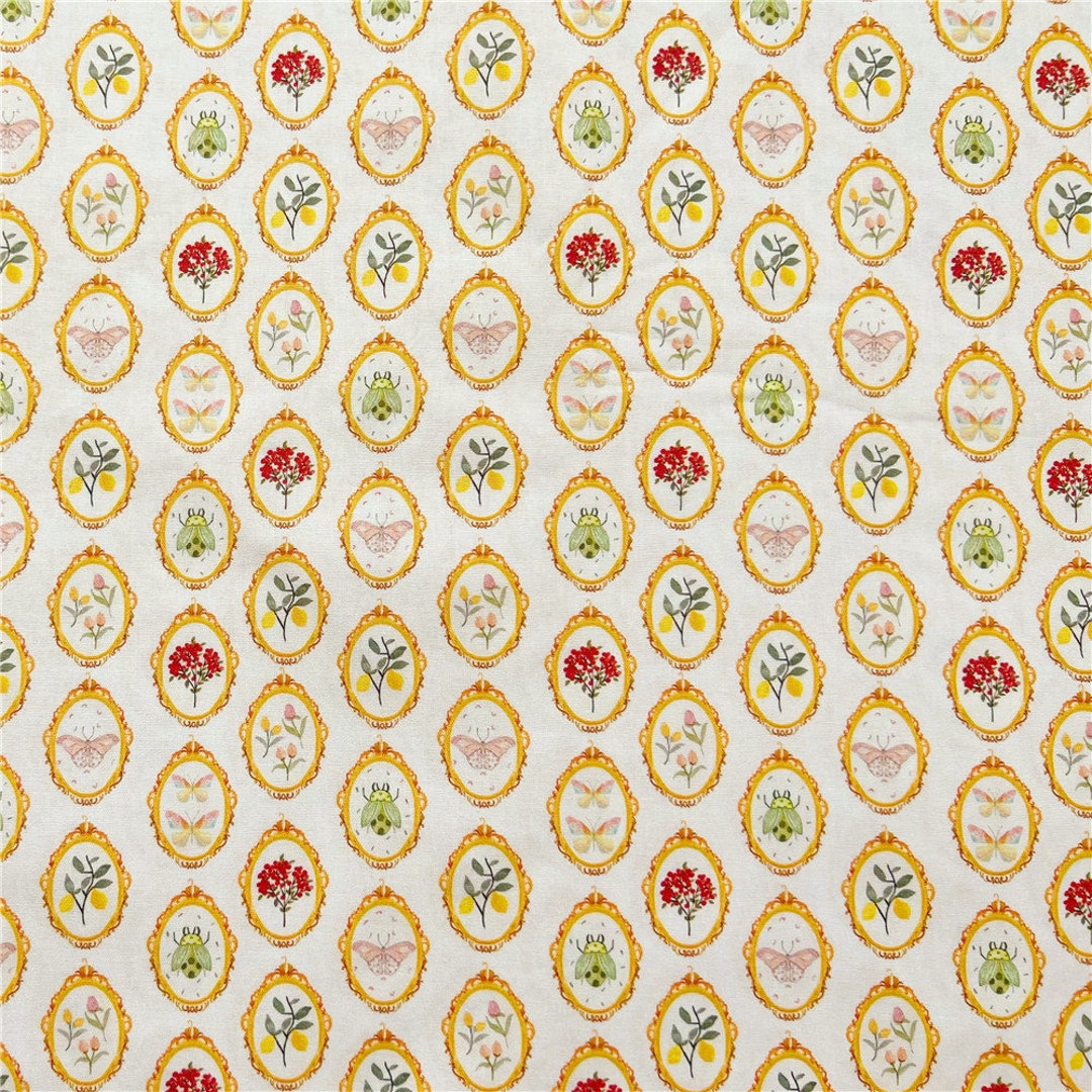 Floral Insect Butterfly Firefly Fabric,cotton Fabric,43inch X 1/2yard ...