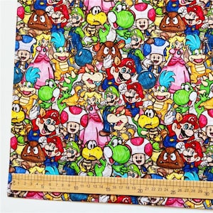 Super Mario Fabric Mario and Friends Fabric Luigi Bowser Princess Peach ...