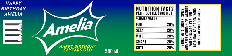 Sticker Label Personalized Sprite Label, Sprite Bottle, Sprite Label ...