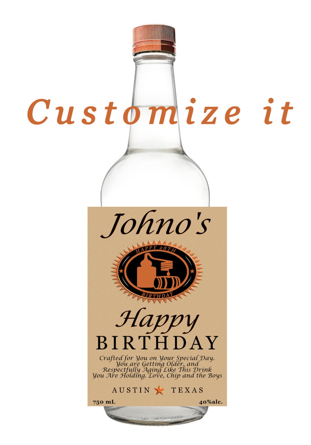 Personalized Vodka Bottle Label: Custom Birthday Gift (digital Download ...