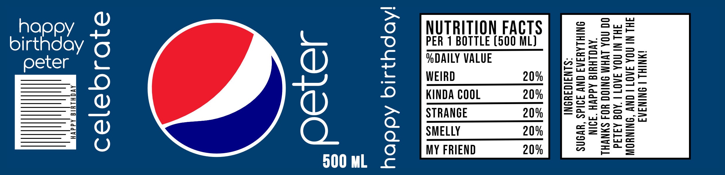 Sticker Label - Personalized Pepsi Label, Pepsi Bottle, Pepsi Label ...