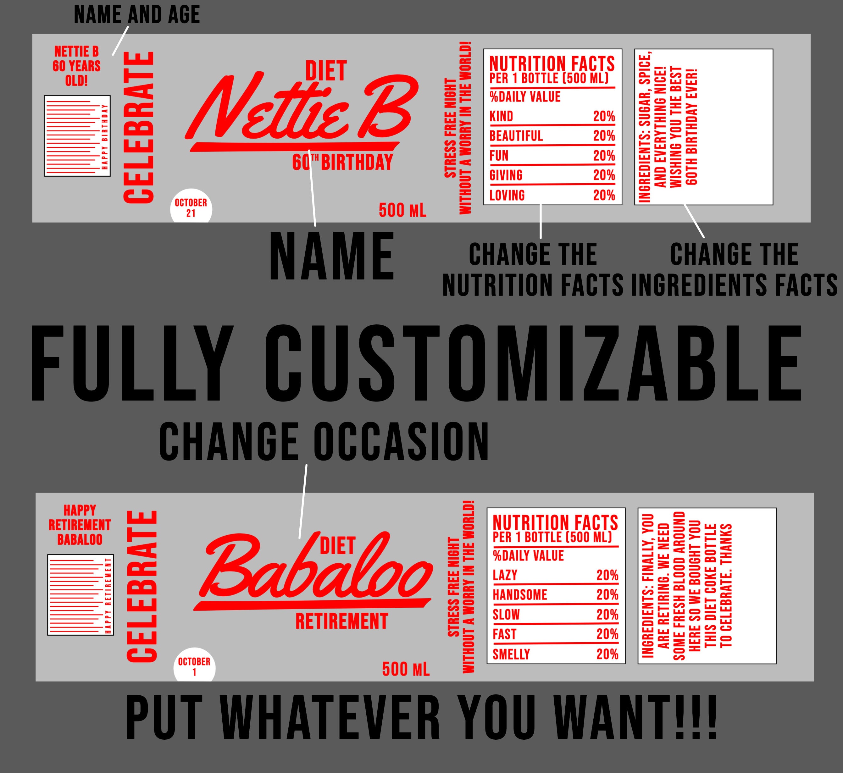 Digital Download Personalized Diet Coke Label Diet Coke Bottle Diet Coke Label Custom Pop