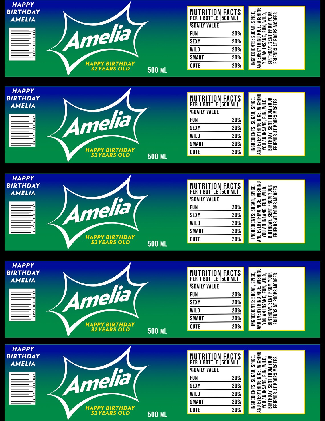 Sticker Label Personalized Sprite Label Sprite Bottle - Etsy