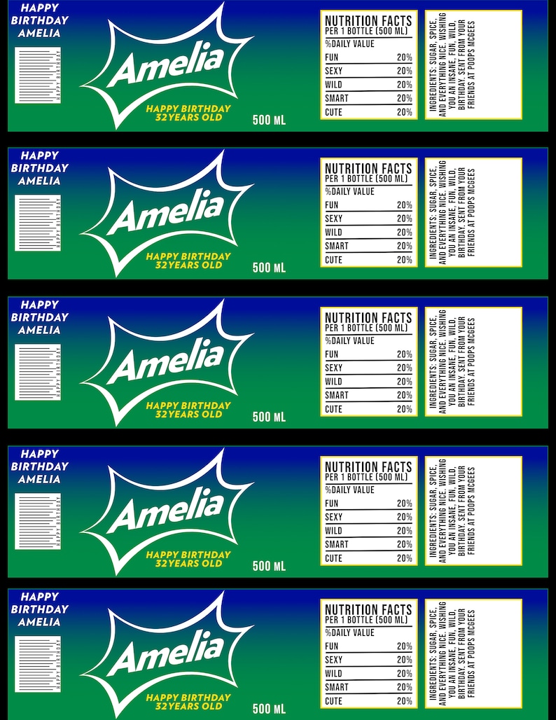 Sticker Label Personalized Sprite Label Sprite Bottle - Etsy